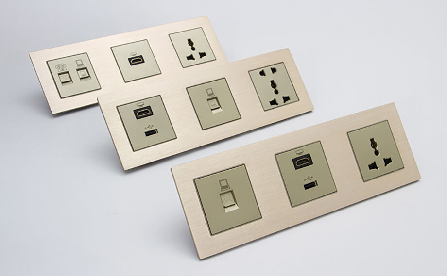 3 Connected Champagne Gold Smart Hotel Used Brushed Aluminum Bedside ...