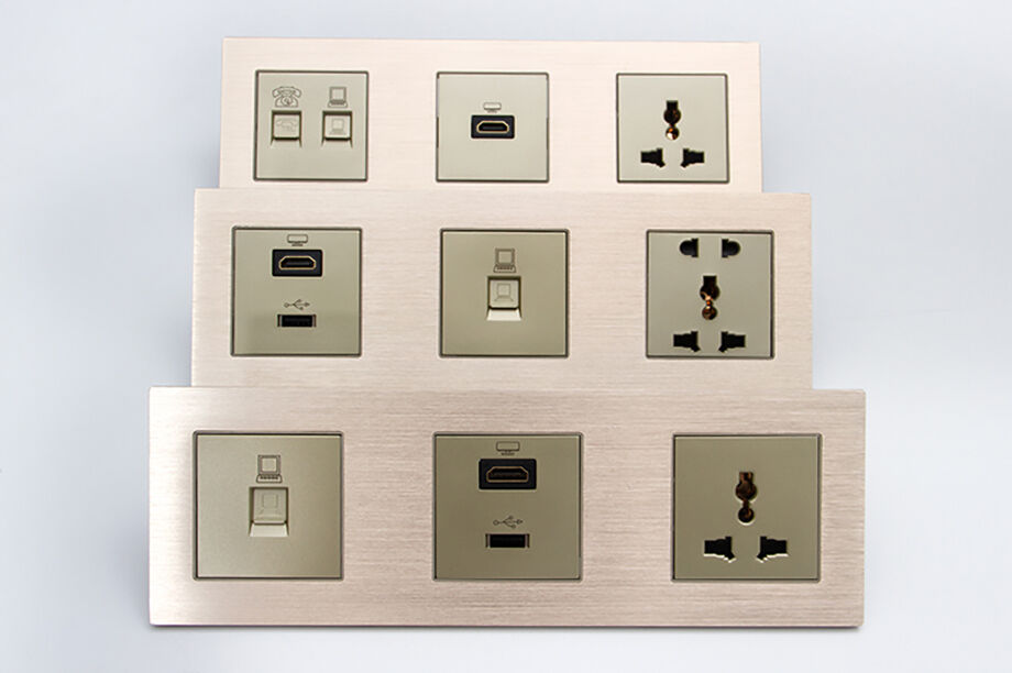 3 Connected Champagne Gold Smart Hotel Used Brushed Aluminum Bedside ...