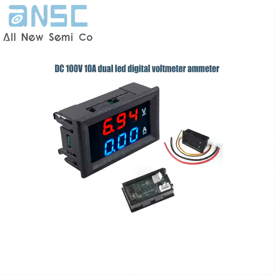 Dsn-vc288 Dc 100v 10a Voltmeter Ammeter Blue + Red Led Amp Dual Digital ...