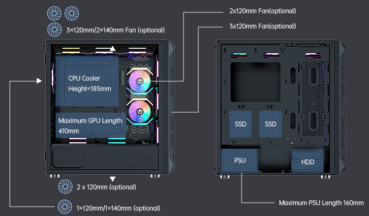 Wholesale Full Tower Pc Casing Tempered Glass E-atx Vertical Custom ...