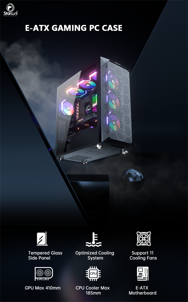 Wholesale Full Tower Pc Casing Tempered Glass E-atx Vertical Custom ...