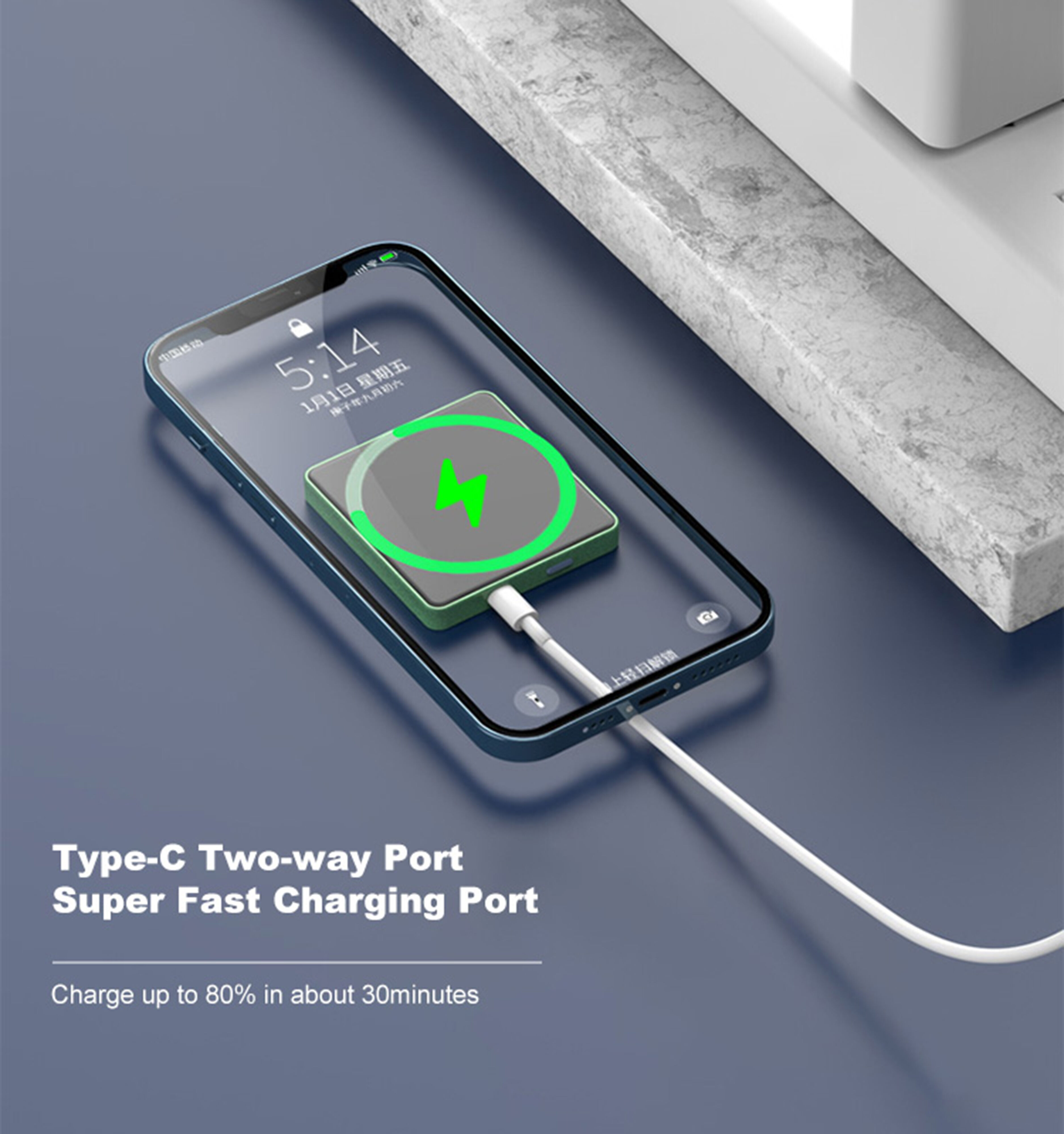 8000mah 15w Qi Pd20w Square Magnetic Wireless Charger Power Bank Fast ...