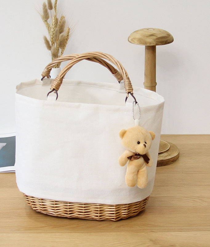 Buy China Wholesale Straw Rattan Canvas Tote Bag Canvas Splicing Bag ...