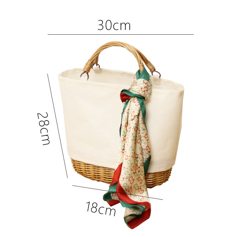 Buy China Wholesale Straw Rattan Canvas Tote Bag Canvas Splicing Bag ...
