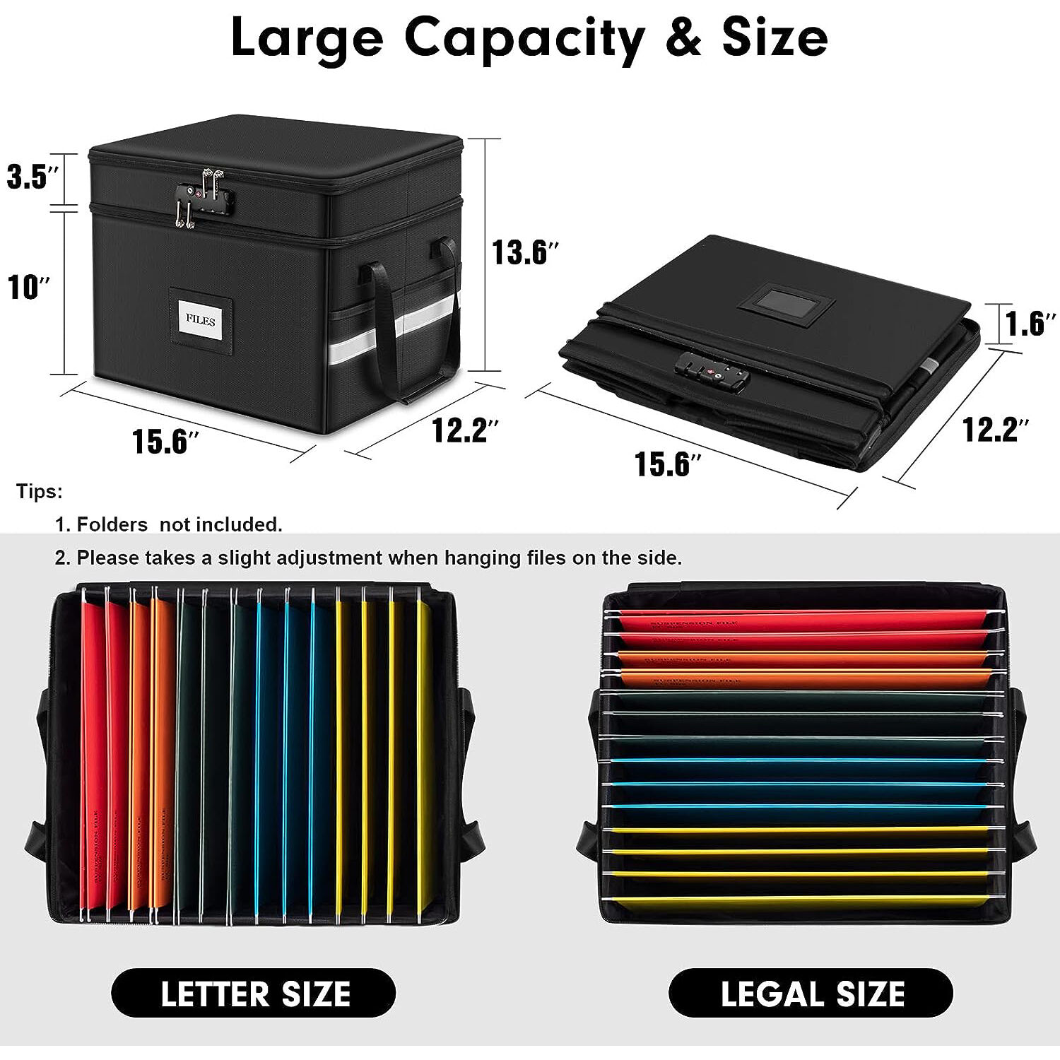 File Box With Lock 2-layer Document Organizer Fireproof Waterproof ...