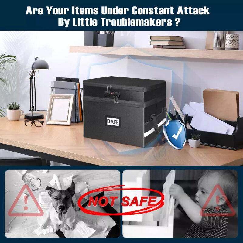 File Box With Lock 2-layer Document Organizer Fireproof Waterproof ...