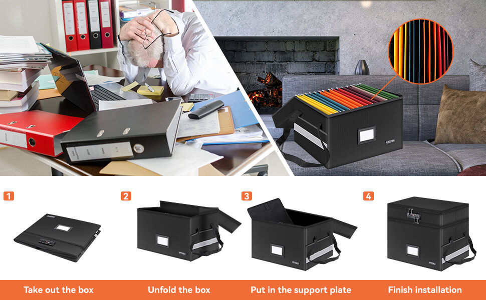 File Box With Lock 2-layer Document Organizer Fireproof Waterproof ...