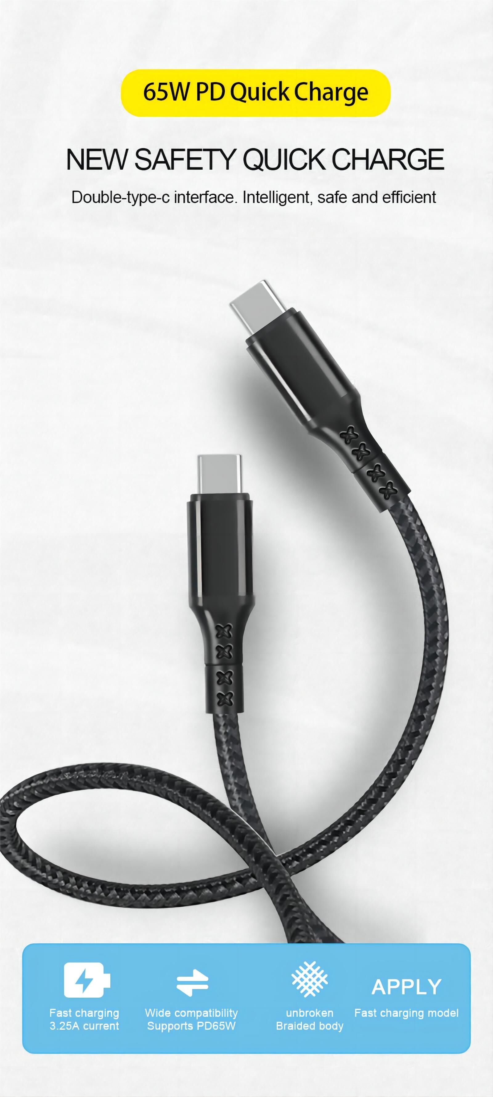 Pd3.0 65w 480mbps Uca116cc Usb-c To C Fast Charging Data Braided Cable ...