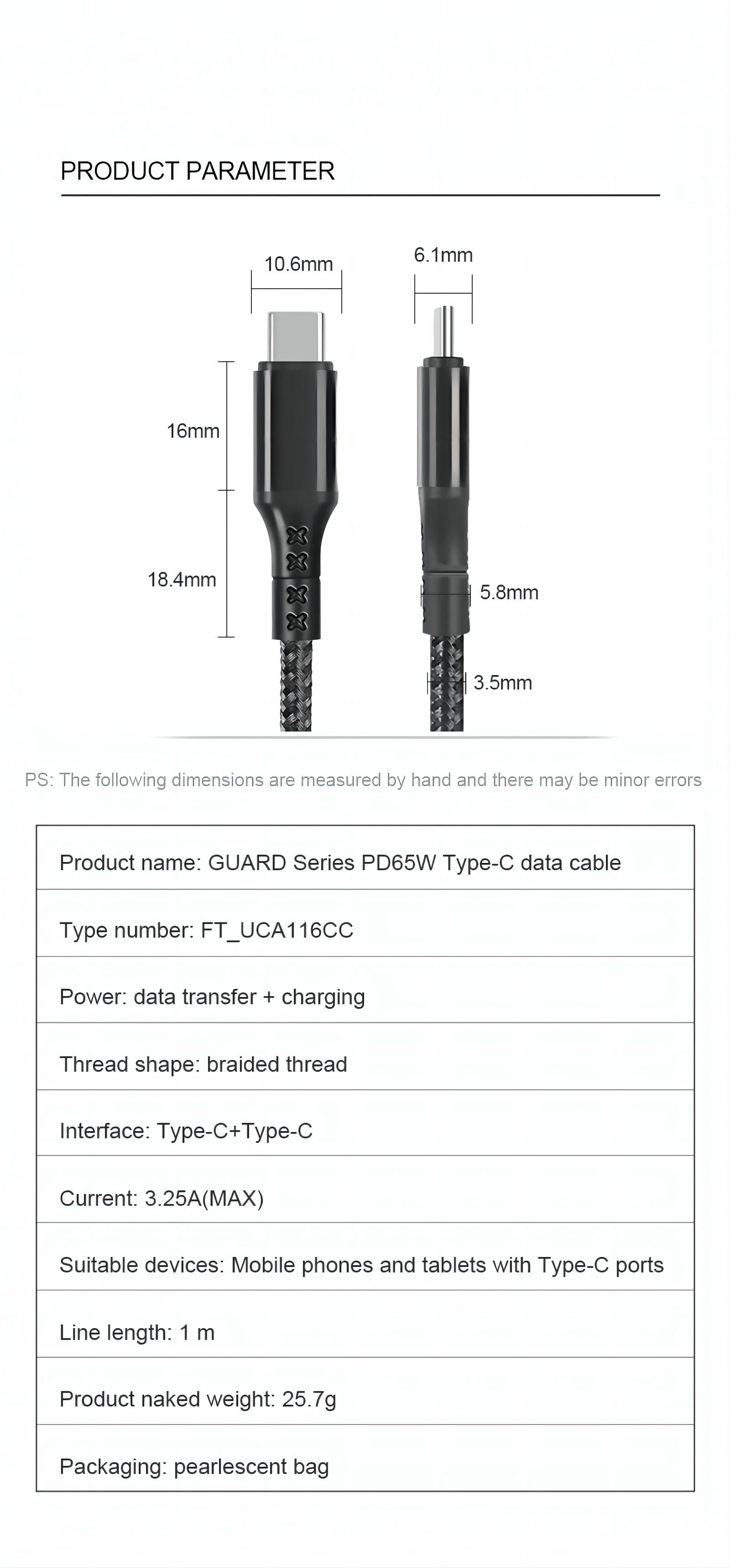 Pd3.0 65w 480mbps Uca116cc Usb-c To C Fast Charging Data Braided Cable ...