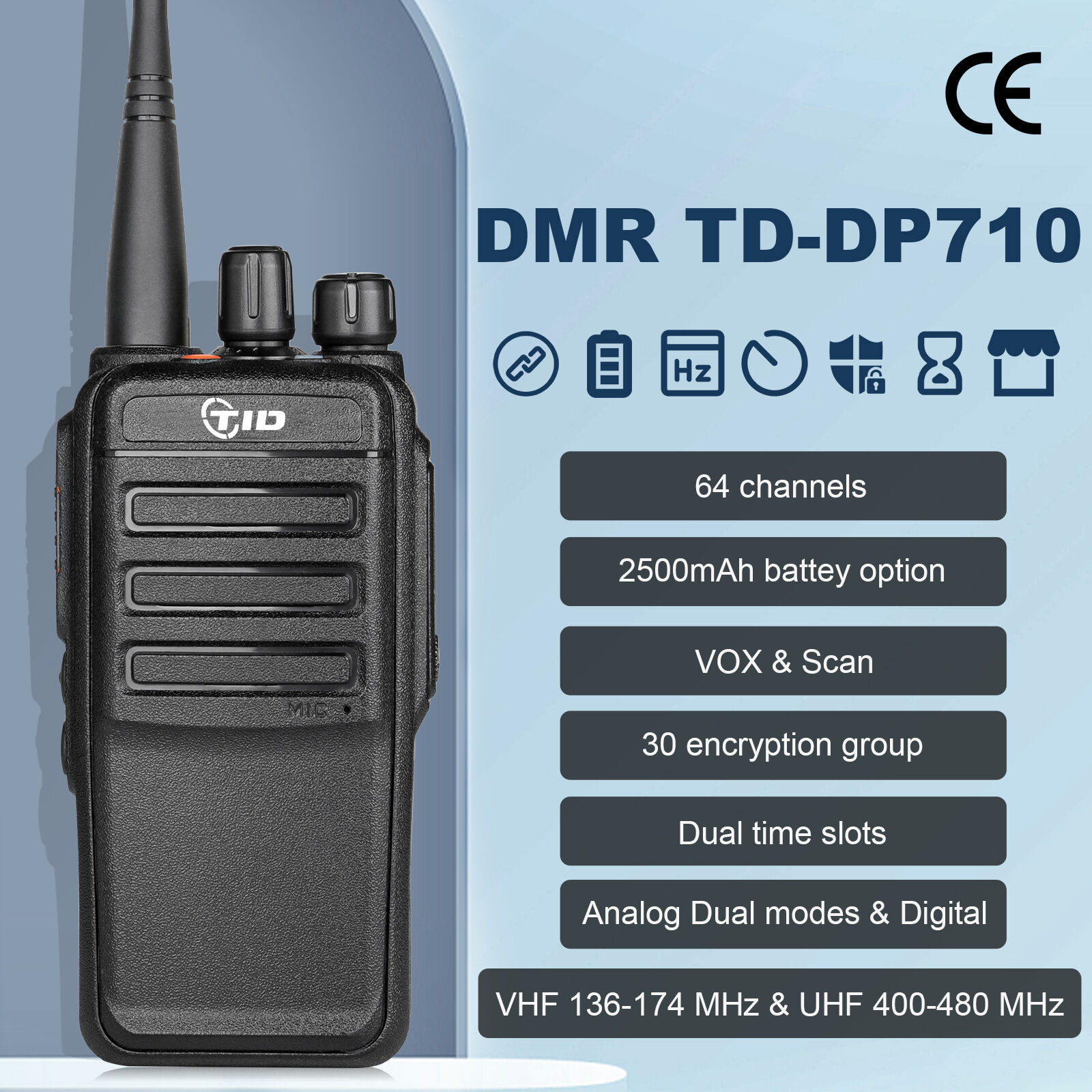 Tid Professional Ce Rohs Dp-710 Chinese Digital Walkie-talkie Dual-band ...