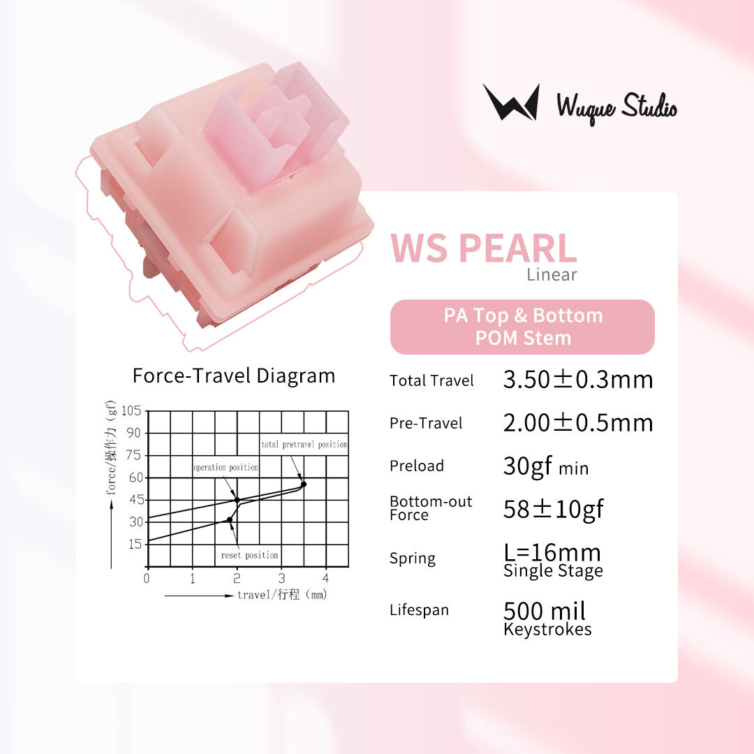 Ws Pearl Switch 5 Pins Pink Switch Key Switches With 4 Ball Bearings In ...