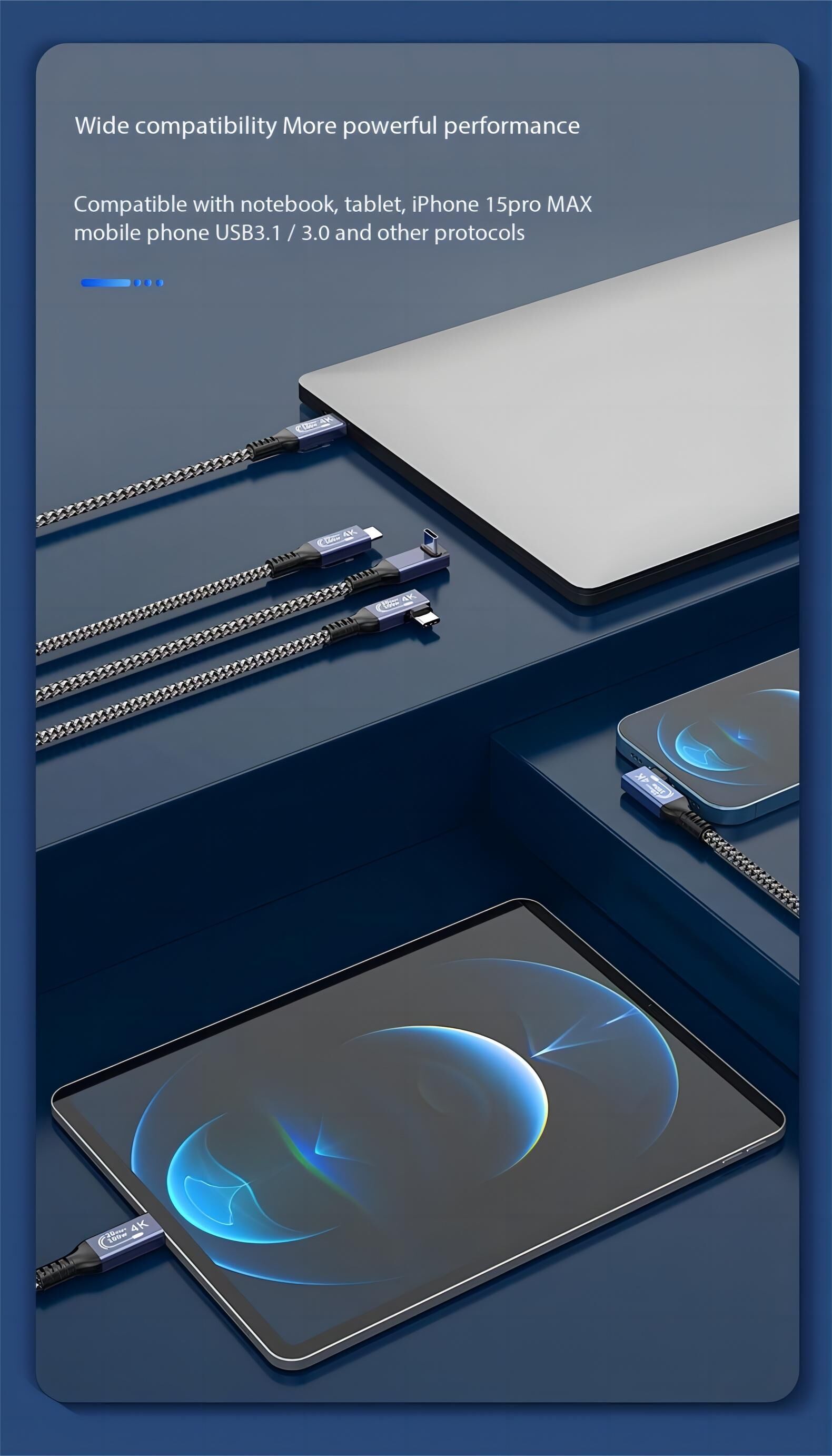 Pd3.0 100w High Frequency 1m Fast Charge Type C To C Positive Bended ...