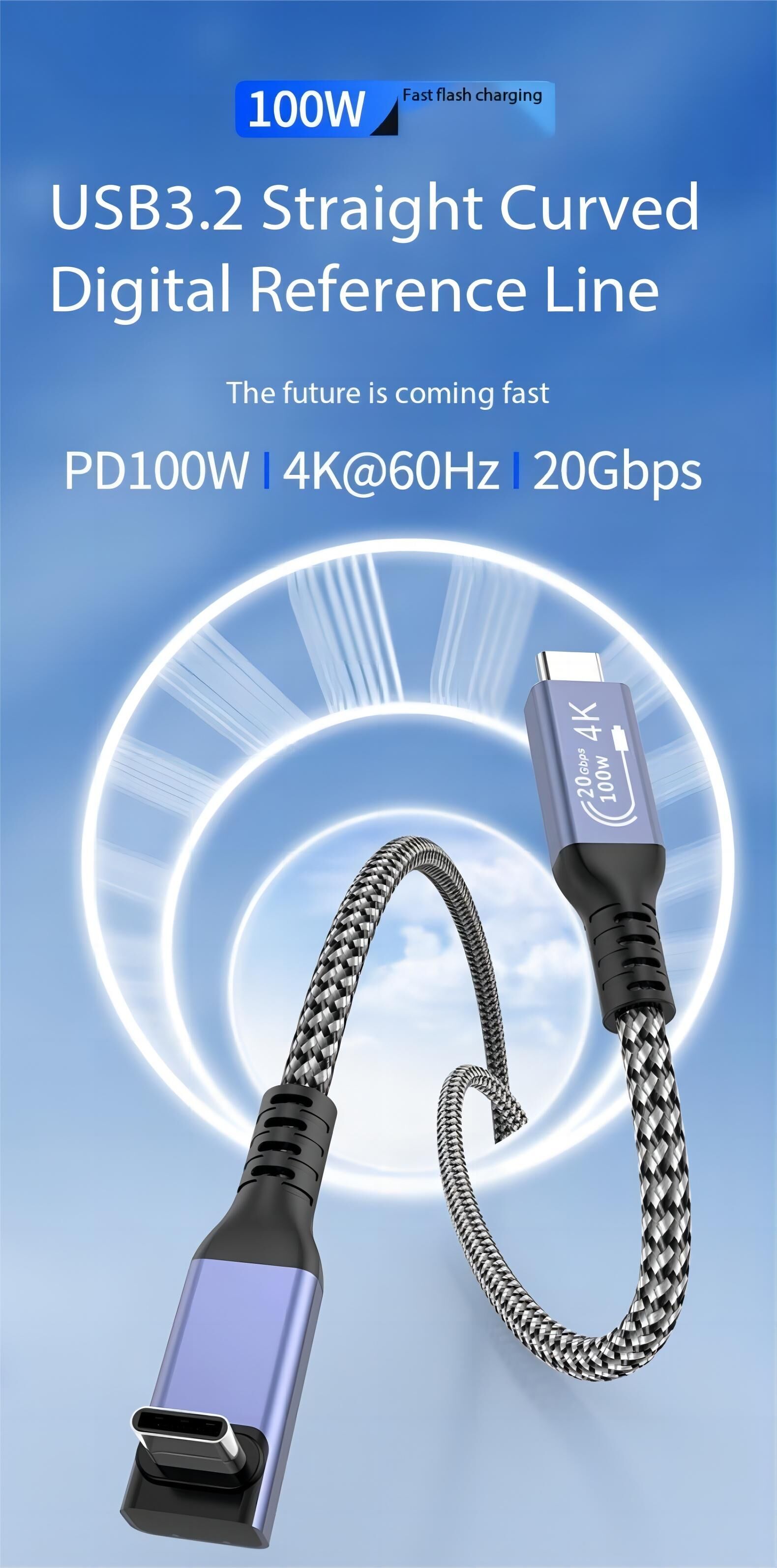Pd3.0 100w High Frequency 1m Fast Charge Type C To C Positive Bended Cable For Smart Phone ...