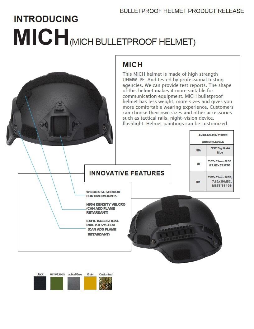 Buy China Wholesale Wholesale Pe Nij Iiia Mich Ballistic Helmet For ...