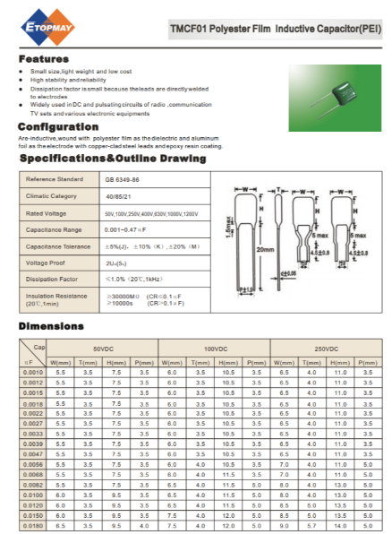 Film Capacitor With -40 To 85c Operating Temperature And 1.0% At 1khz ...