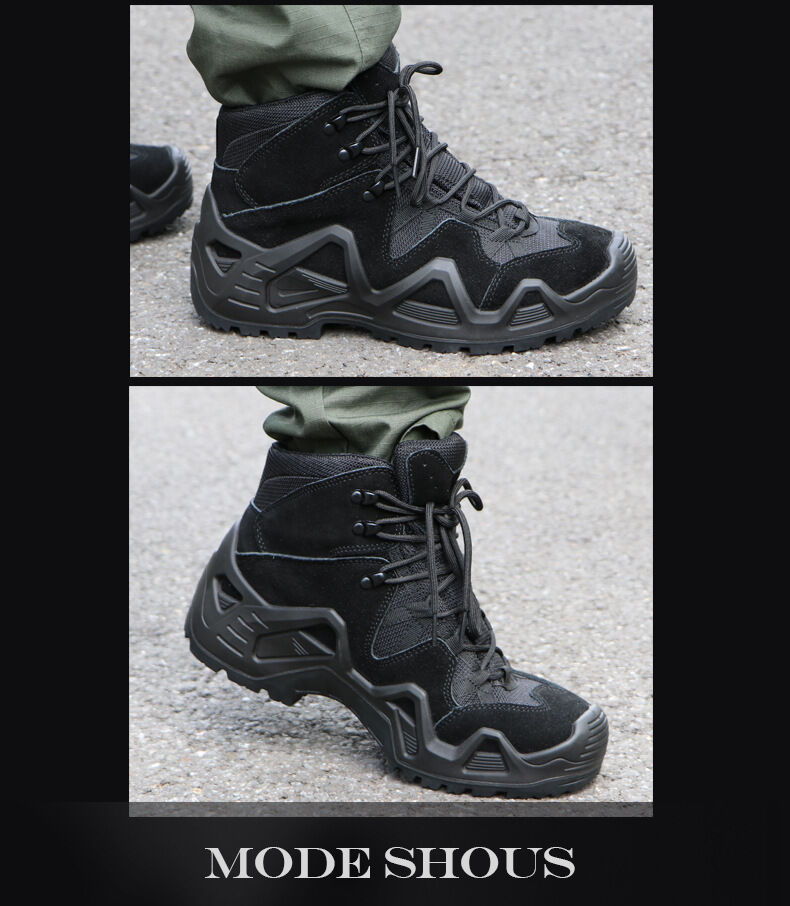 Classcical Hiking Middle Cut Split-grain Leather Combat Boots, L0wa ...