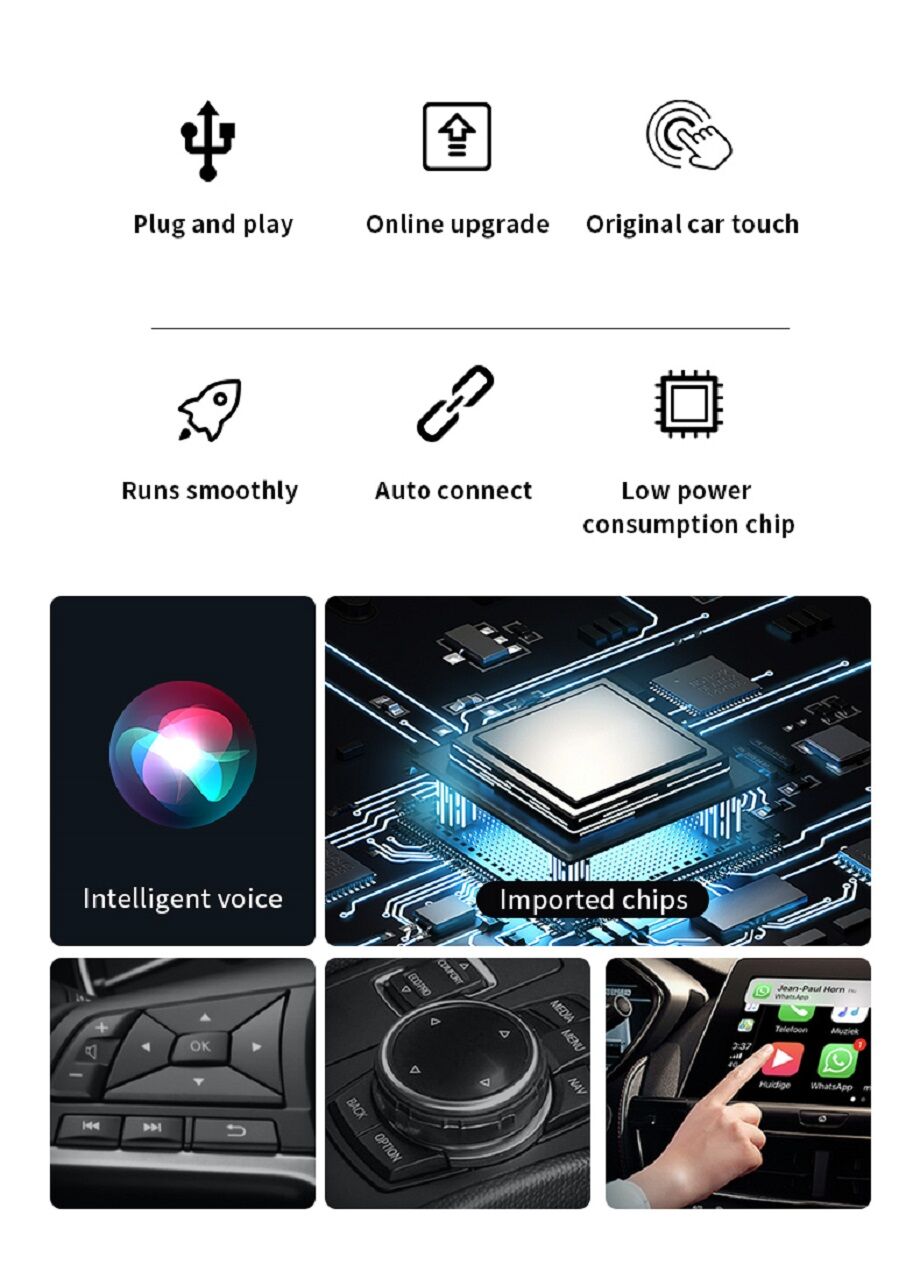 2.4ghz+5.8ghz Android Auto Carplay Adapter Wireless Ai Smart Box ...