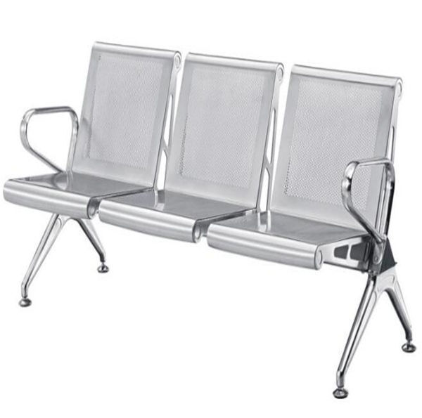 Triangular Stainless Steel Stacked Chairs For Three People Waiting Jx ...