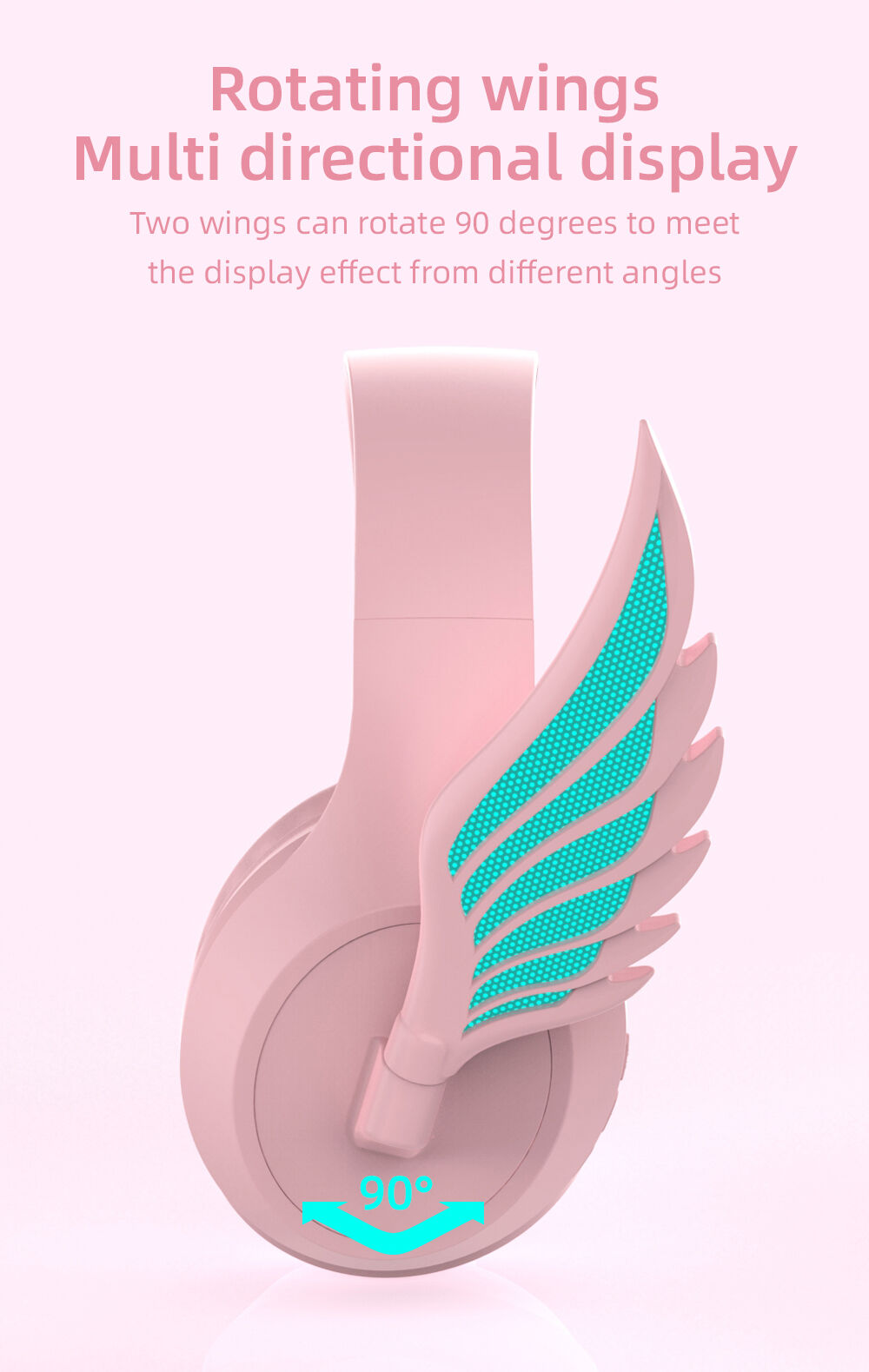 Factory Price Glowing Wings Wireless Comfortable Headphone (detachable ...