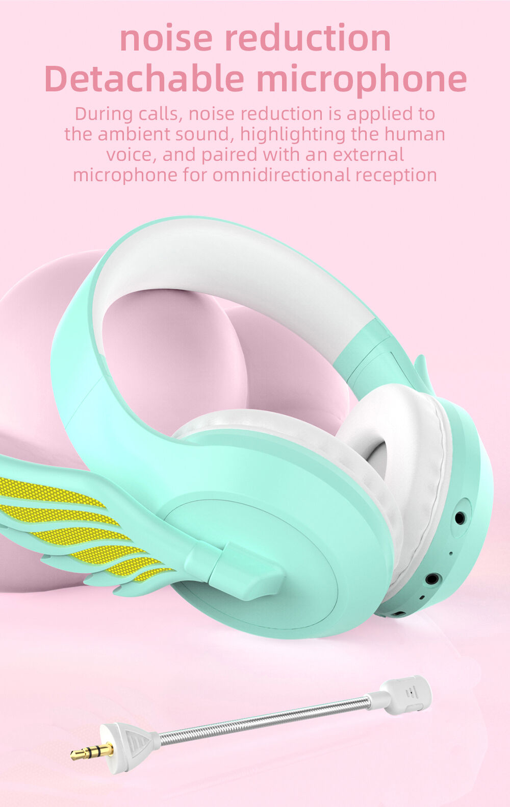 Factory Price Glowing Wings Wireless Comfortable Headphone (detachable ...