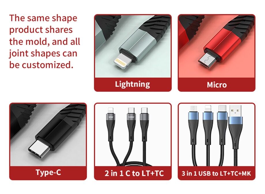 New Bright Edge Color Customized Aluminum Alloy Silicone Data Cable ...