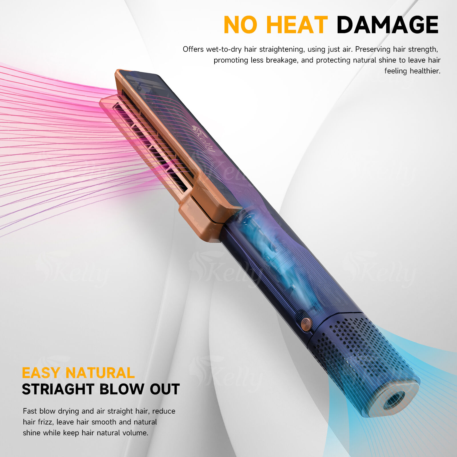 Airstrait Straightener No Hot Plates Or Heat Damage， Wet To Dry ...