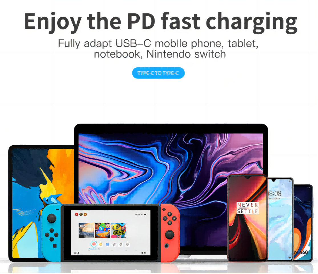 5a 100w Fast Charge Quick Charging Usb C To Usb C Pd Charger Data Tipo ...