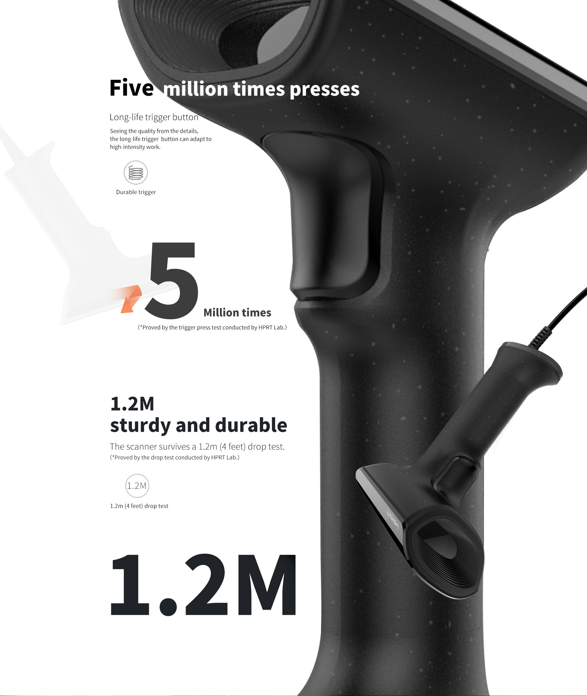 Hprt Barcode Scanner 1d 2d Qr Code Scanner Bluetooth Wireless Handled ...