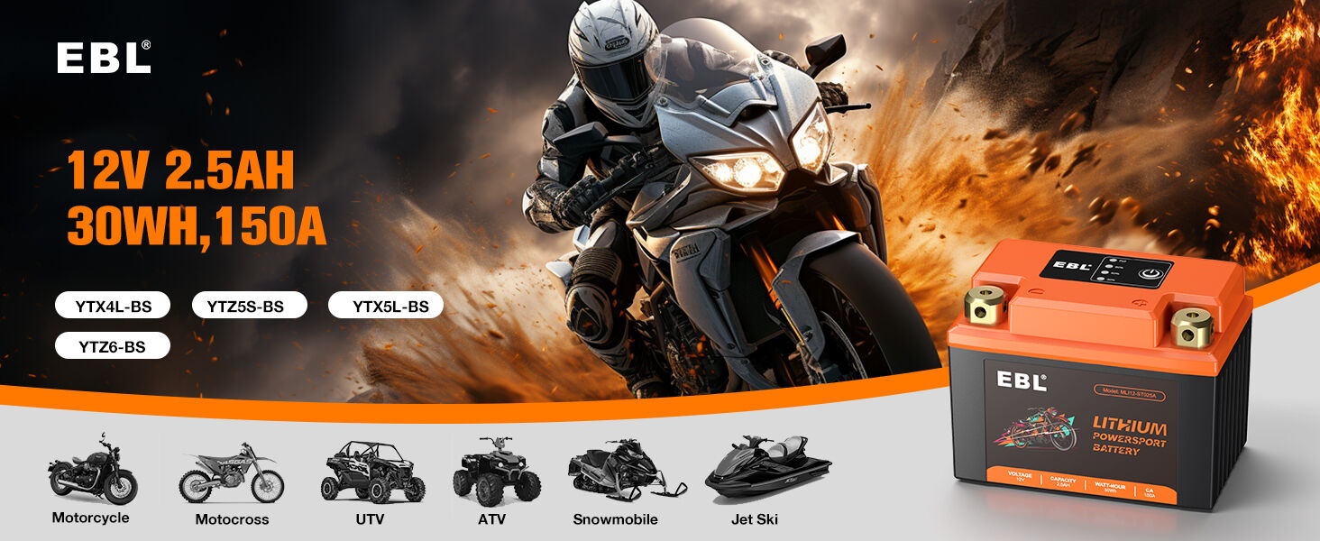 Ebl Lithium Motorcycle Battery Lifepo4 Ytx4l-bs 12v 2.5ah 150a Powersports Battery Ytx5l-bs For ...