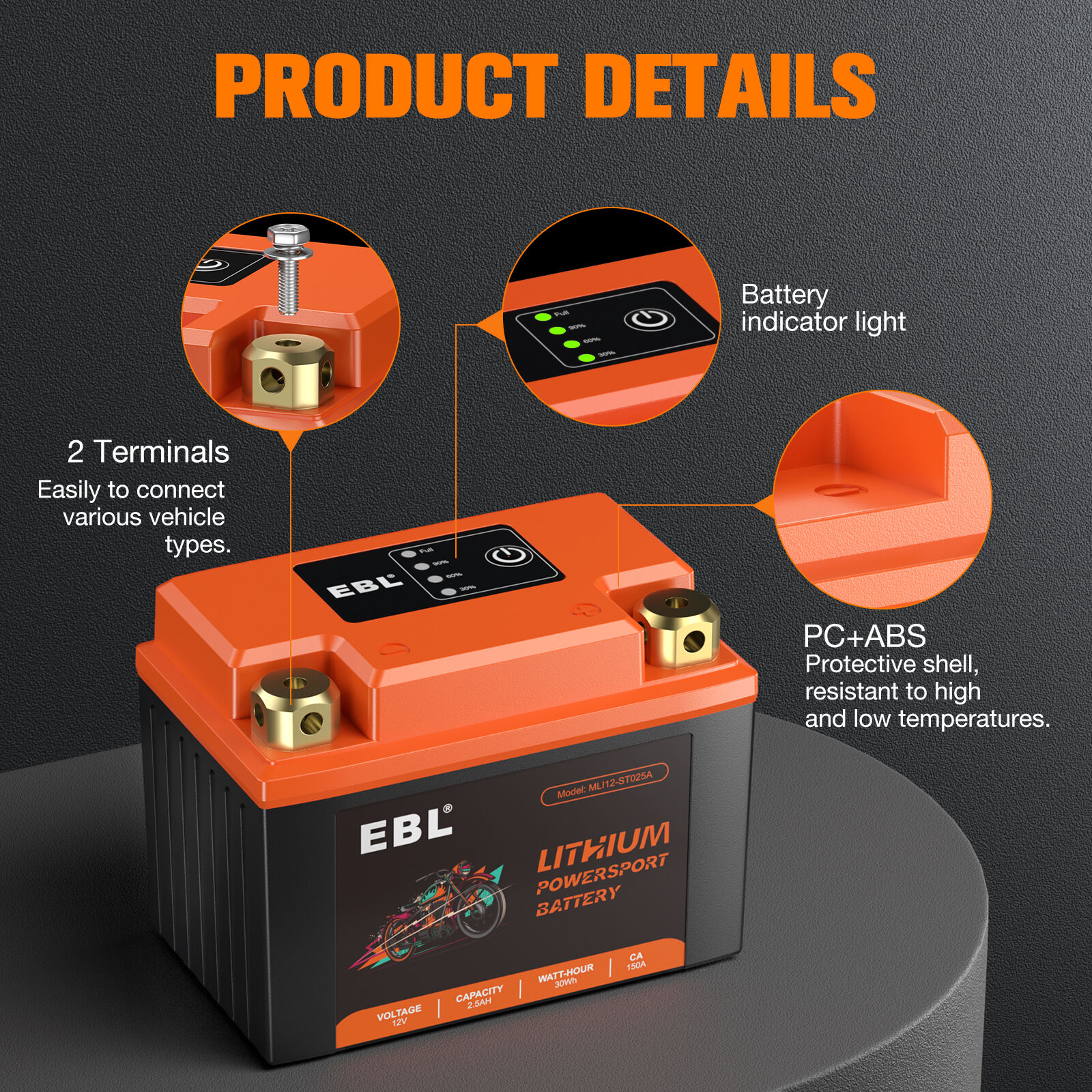 Ebl Lithium Motorcycle Battery Lifepo4 Ytx4l-bs 12v 2.5ah 150a Powersports Battery Ytx5l-bs For ...