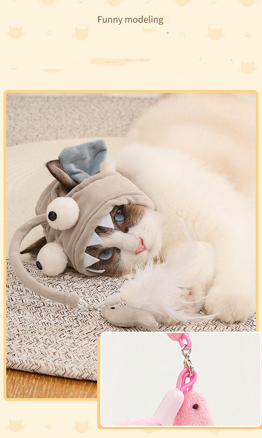 2024 Hot Selling Funny Cat Stick Creative Little Dinosaur Cat Head ...