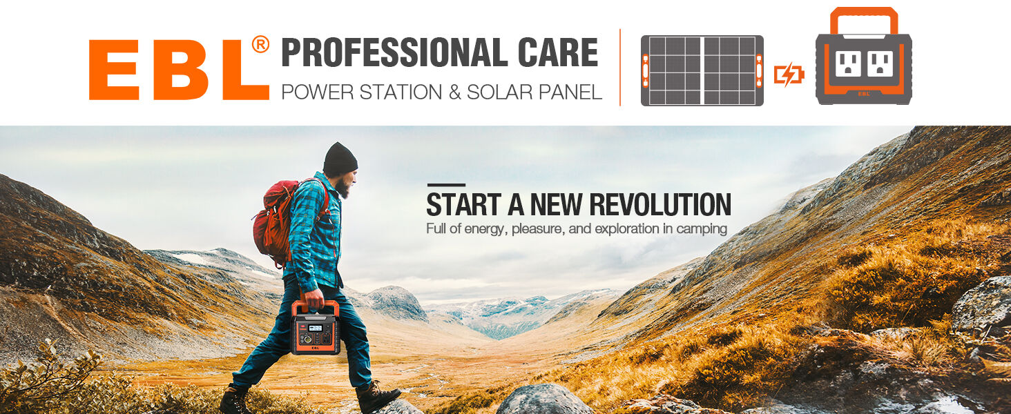 Ebl Portable Power Station 300 288.6wh Charging With Solar Panels Ac Power For Home And Outside ...