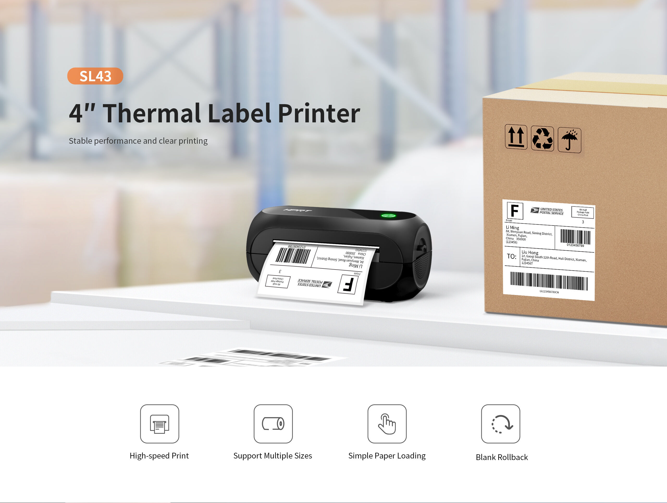 Wholesale Hprt Thermal Label Printer Portable Waybill Printer Shipping ...