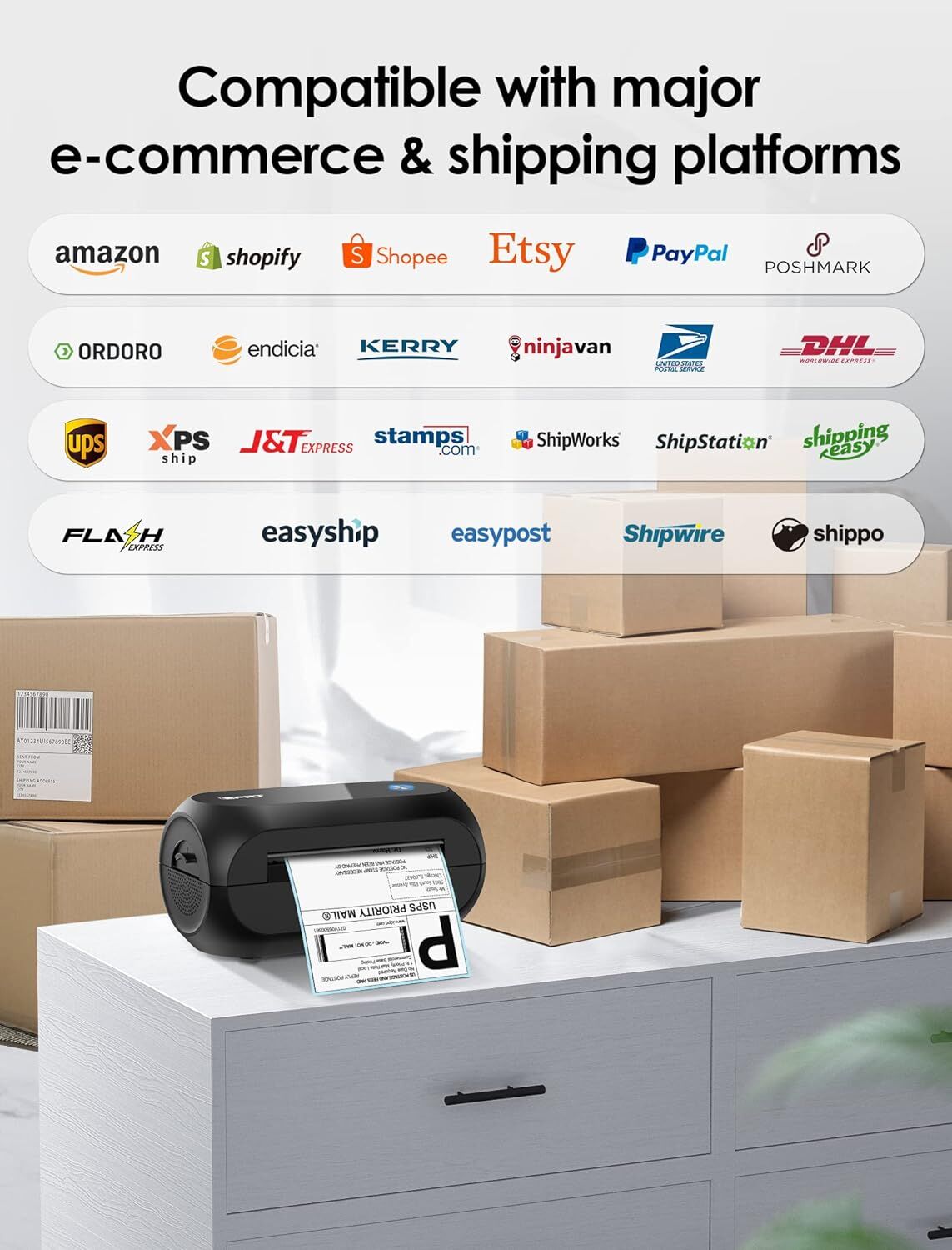 Wholesale Hprt Thermal Label Printer Portable Waybill Printer Shipping ...