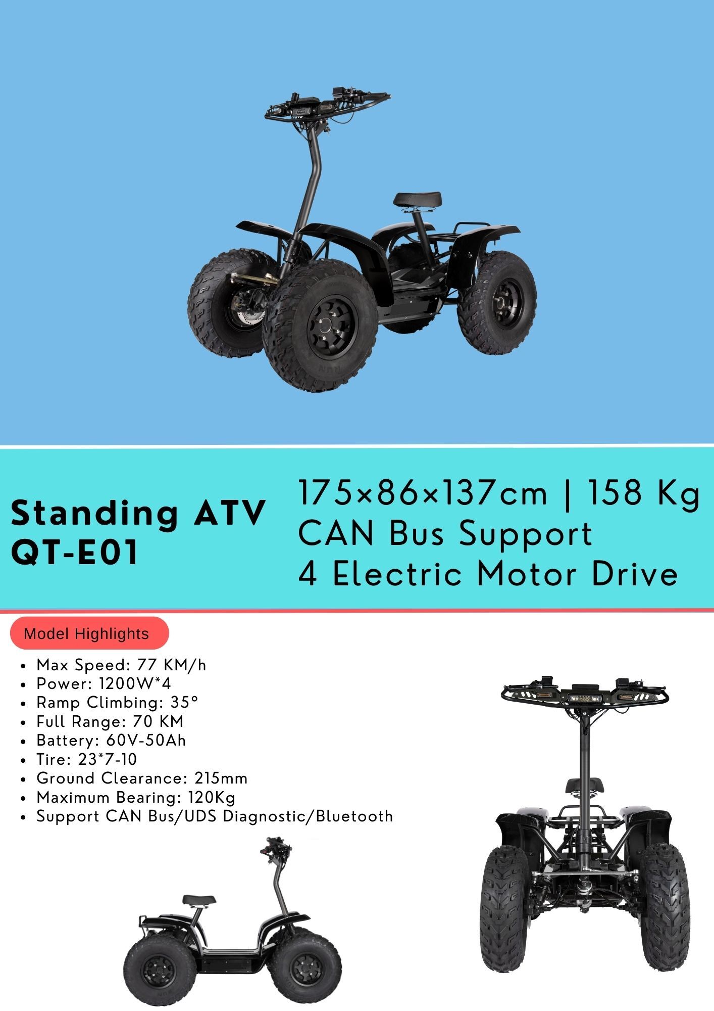 4wd/2wd 4-motor Heavy Duty Standing Electric Off-road Scooter For ...