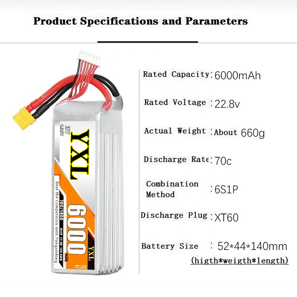 1-2pcs 6000mah 6s 22.8v 70c/140c Hv Lipo Battery For Fpv Drone Rc ...