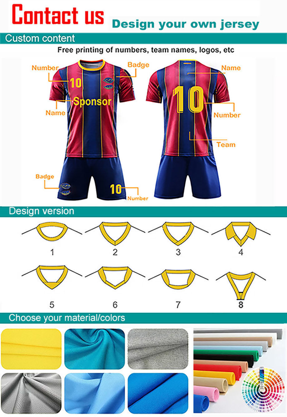 Custom Team Shirt Soccer Wear Breathable Soccer Uniform Football T ...