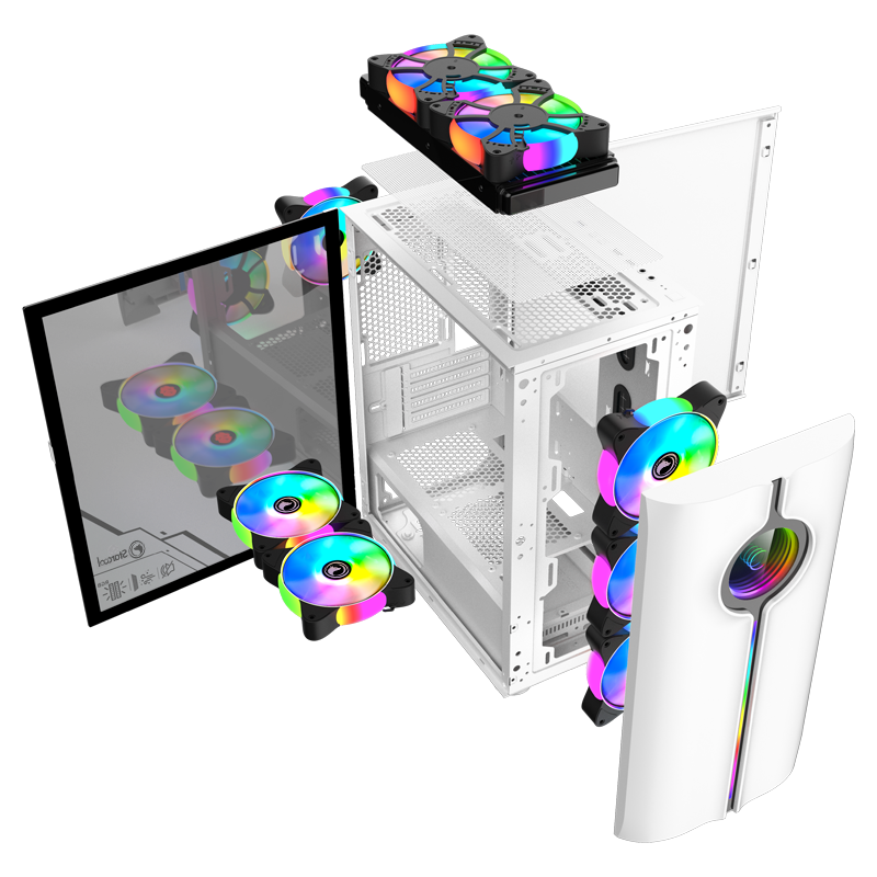 Fpmax Pc Computer Case Tempered Glass Full View Gaming Pc Case Argb Fan ...