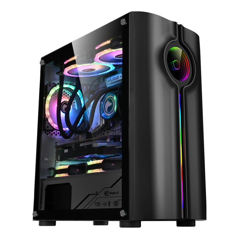 Fpmax Pc Computer Case Tempered Glass Full View Gaming Pc Case Argb Fan ...