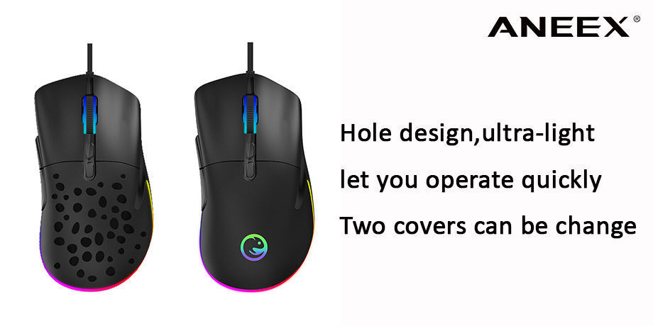 New Ergonomic Holes Wired Gaming Mouse With Rgb Lighting 12000 Dpi 7d ...