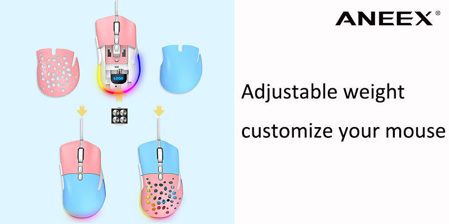 New Ergonomic Holes Wired Gaming Mouse With Rgb Lighting 12000 Dpi 7d ...
