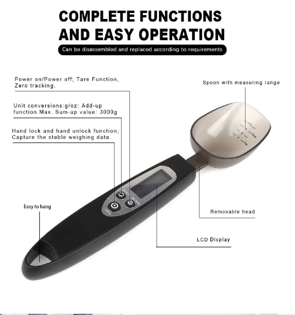 300g/0.1g High Quality Ultra-thin Digital Kitchen Electronic Spoon ...