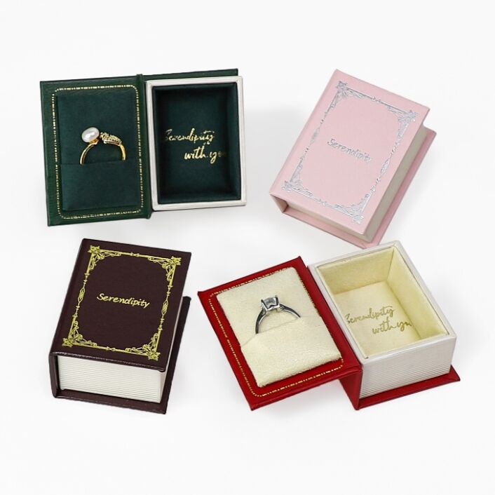 New Arrival Book-shaped Design Ring Box Stock Paper Jewelry Boxes With ...
