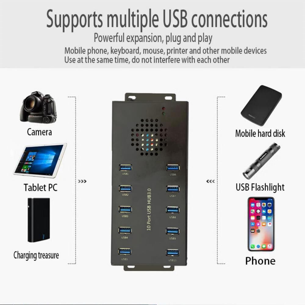 Compact And Portable 10-port Usb 3.0 Hub, High-speed Transmission, High ...