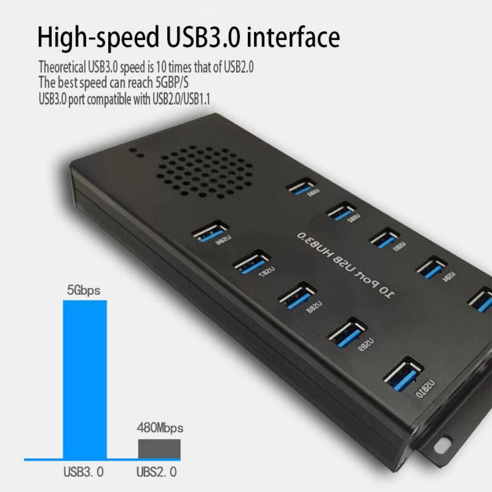Compact And Portable 10-port Usb 3.0 Hub, High-speed Transmission, High ...