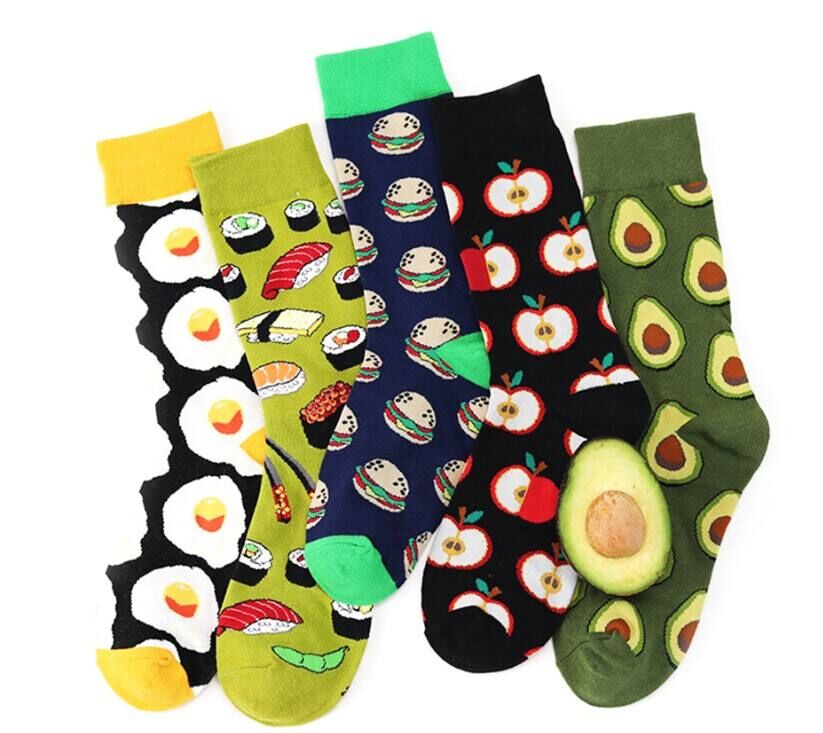 Buy China Wholesale Fashionable Art Harajuku Men's Socks Fruit Print Happy Socks Avocado Apple ...