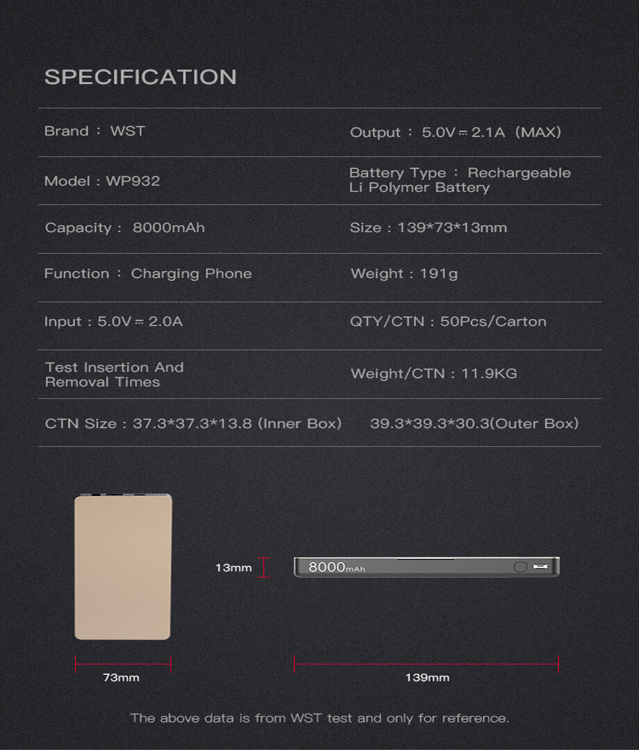 Factory Price Portable 8000mah Power Bank Type C Output With Built In ...