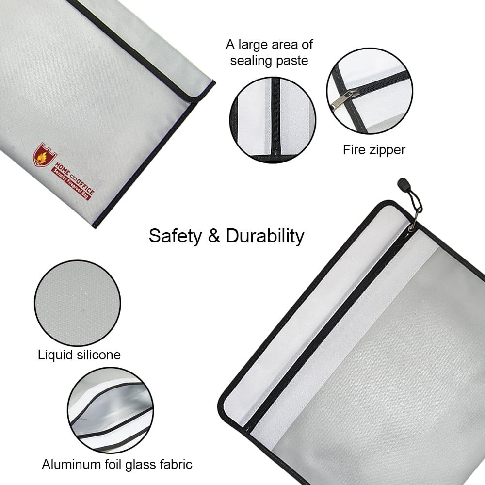 Fireproof Document Bag Waterproof Data Storage Home Moisture-proof A4 ...