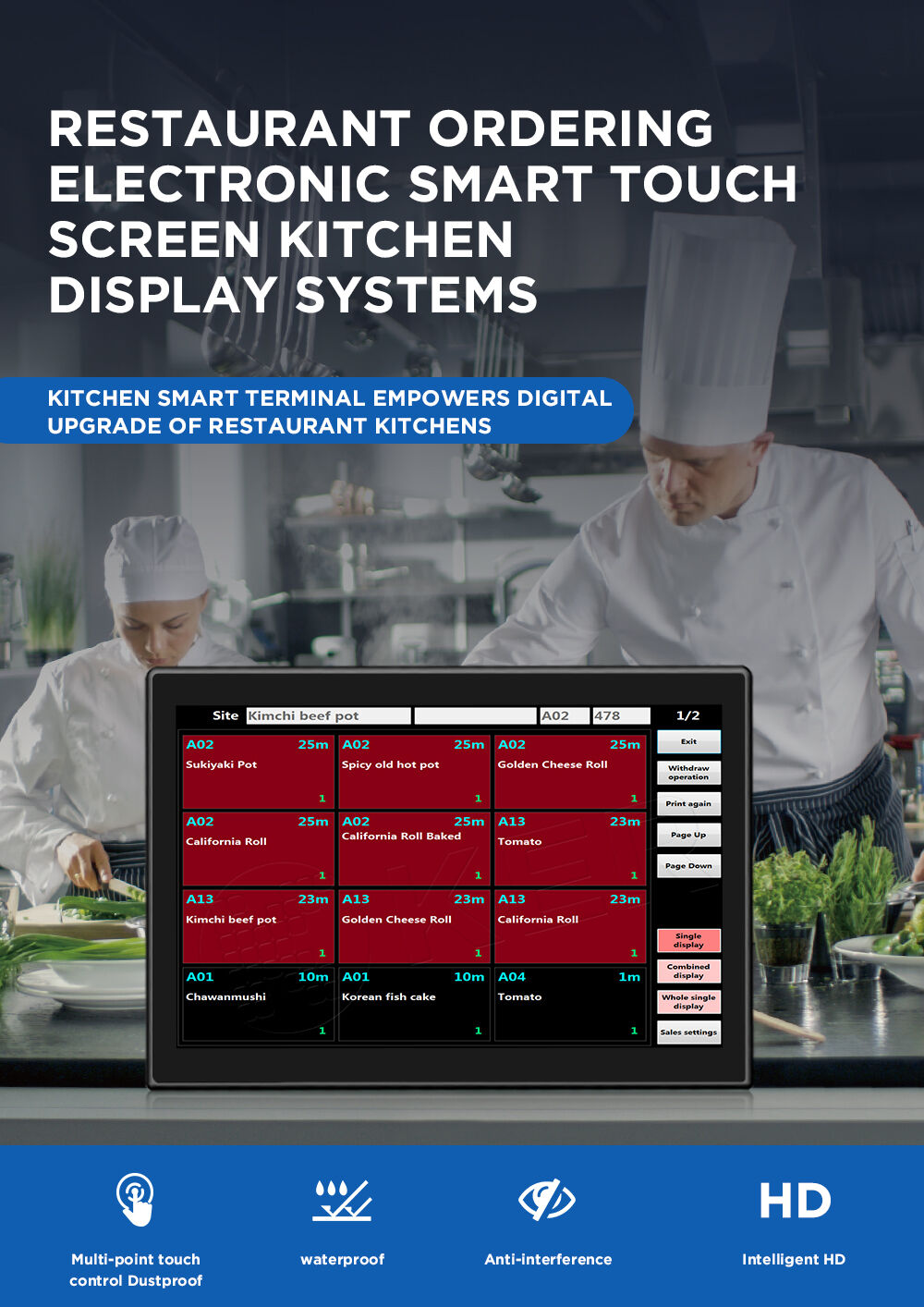 32 Inch Waterproof Touch Screen Number Order Display All In One Panel ...