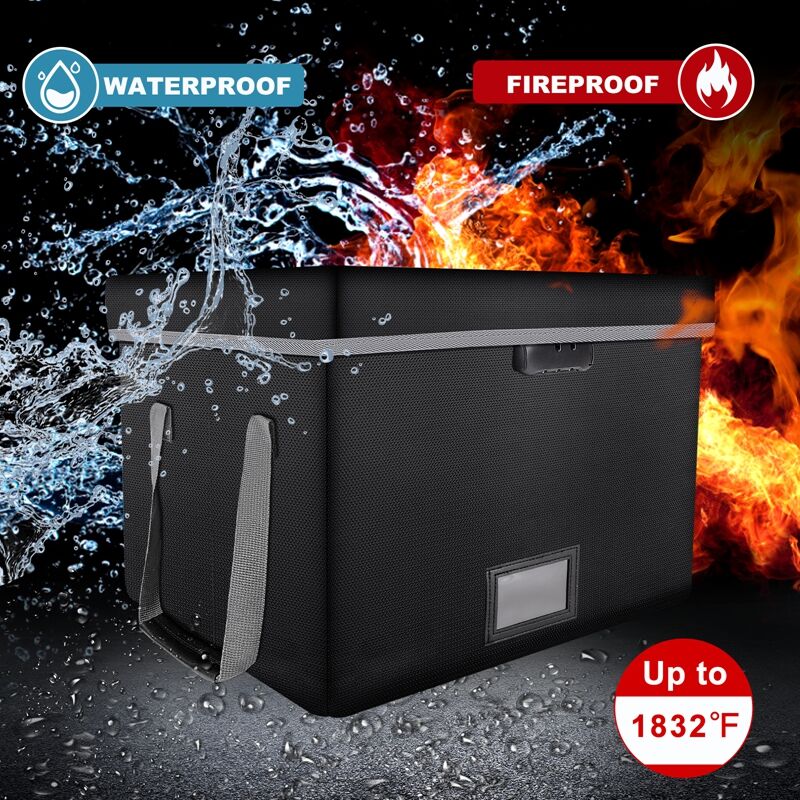 Storage Box With Lift-off Lid Fireproof File Box Collapsible Portable ...